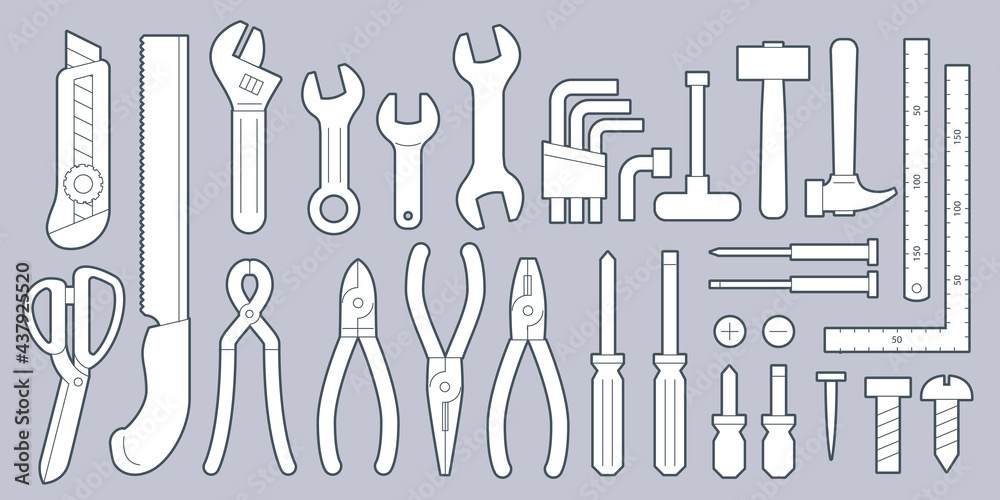 Various types of tool icon set Stock Vector | Adobe Stock