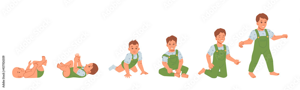 Baby boy development and growth, isolated kid from first day of life ...