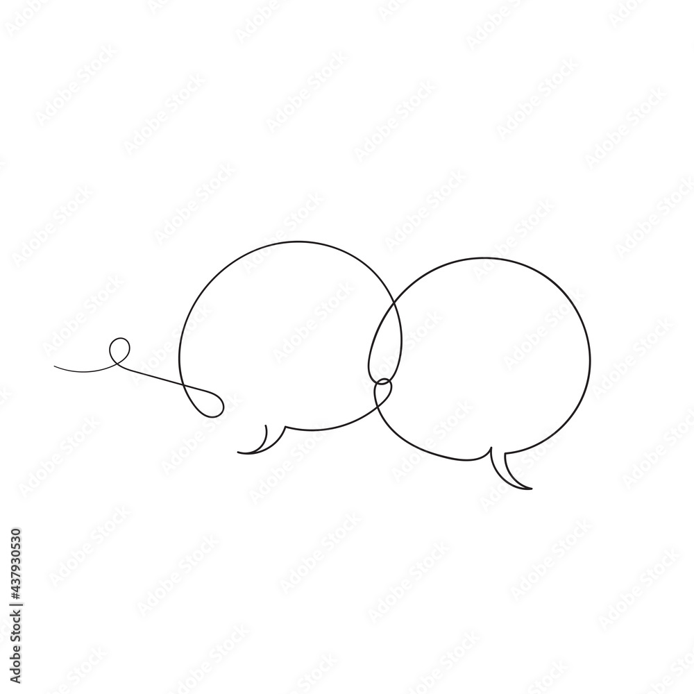 hand drawn bubble talk illustration in continuous line art style vector ...
