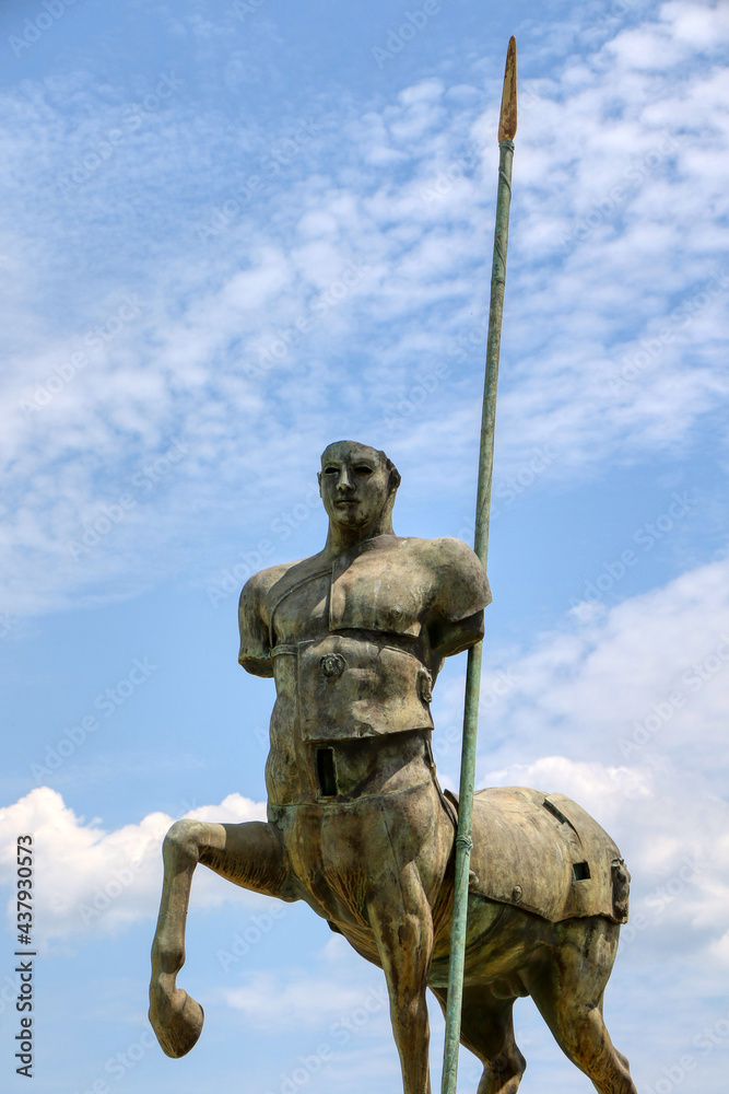 Archaeological Park of Pompeii. Mitoraj centaur statue in the forum ...
