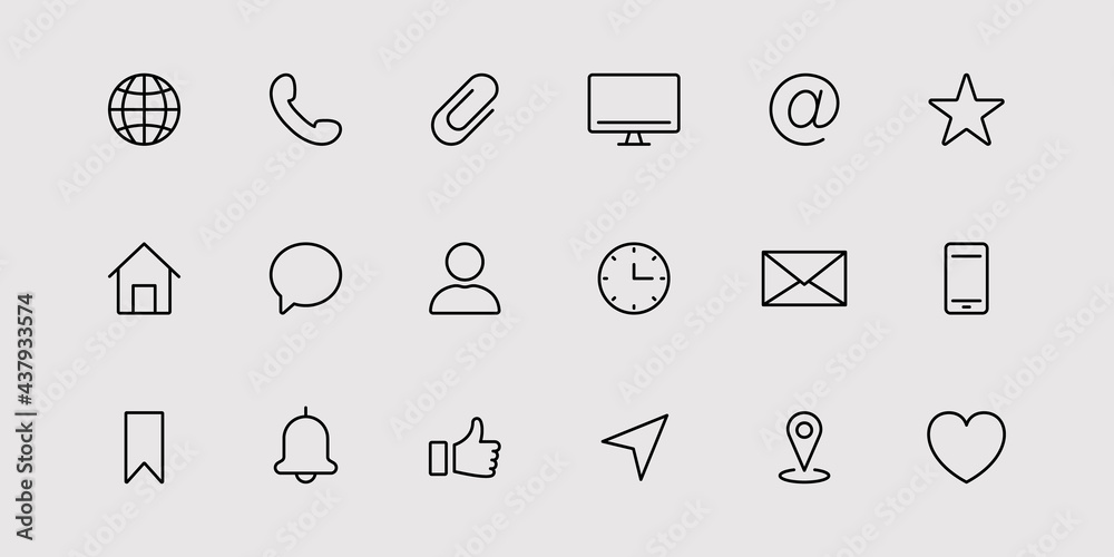 Contact Line Icon. Simple User Interface Linear Icon in Flat Style ...