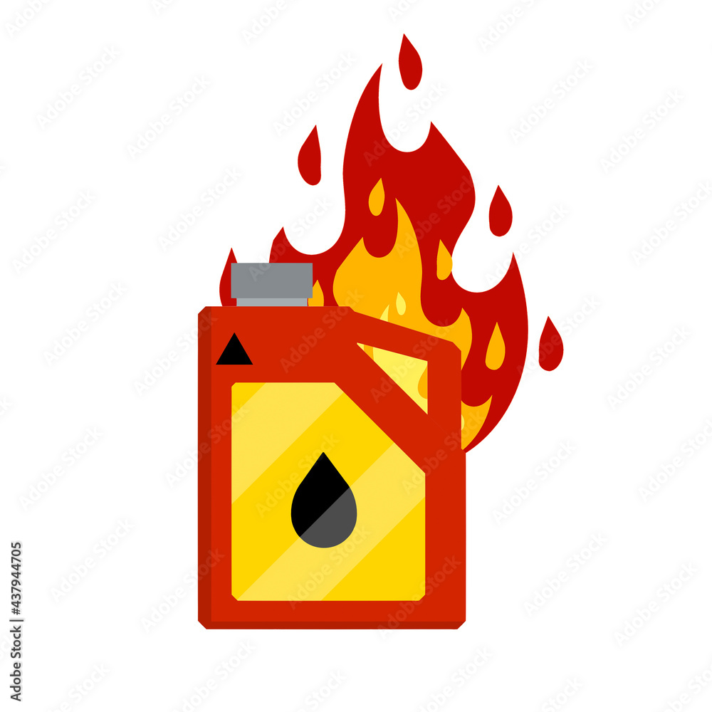 Canister with fuel. Red gas tank. Flammable object. Danger and fire ...