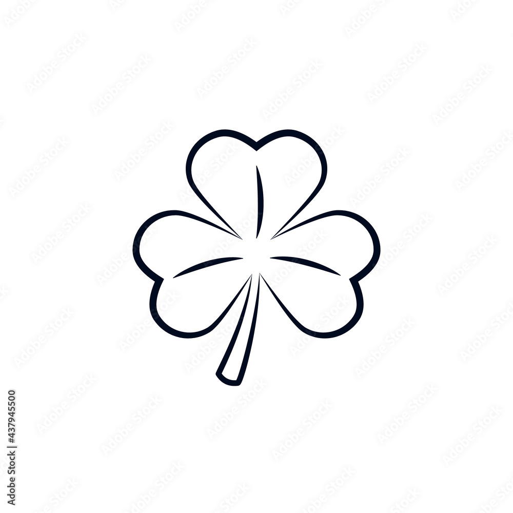 3 leaf clover outline icon. Clipart image isolated on white background ...