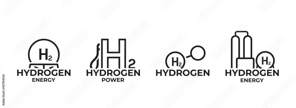 Hydrogen energy logo icon set. eco friendly industry. alternative and ...