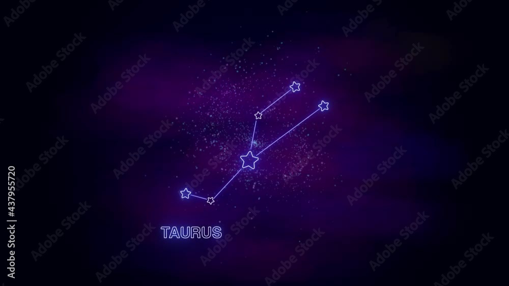 taurus zodiac stars map sign, neon lights,shiny and glowig stars on ...