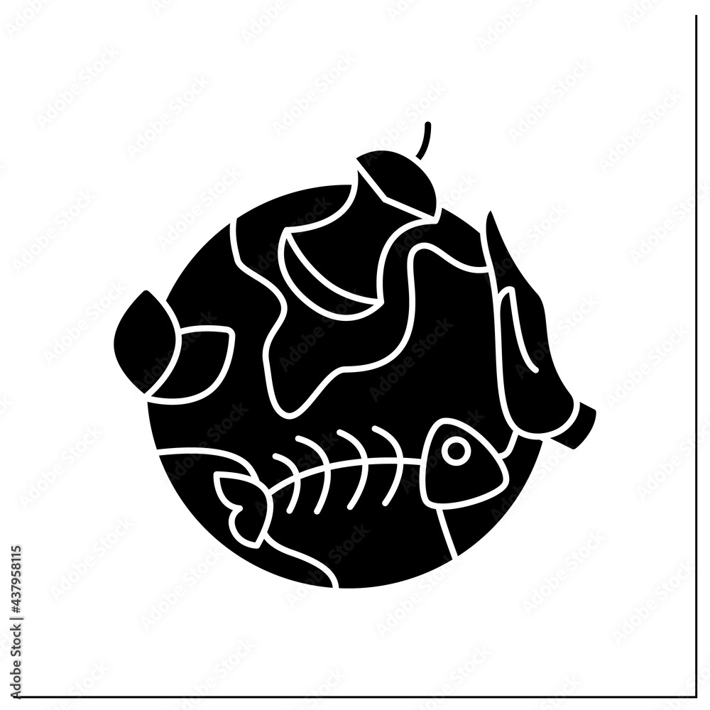 Vetor do Stock: Food waste glyph icon. Prevention of food waste ...