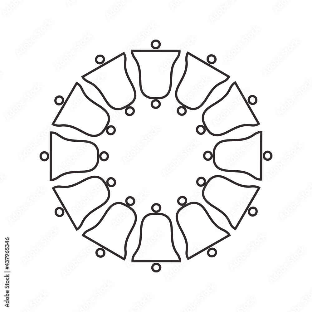 Hand drawn textured icon with ship's bell vector illustration. Pixel ...