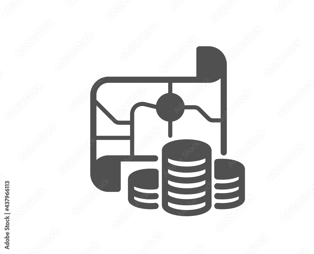 Treasure map simple icon. Investment goal sign. Money coins symbol ...