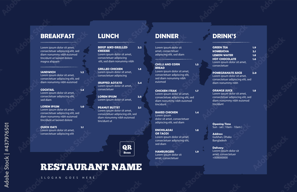 Restaurant cafe menu, template design. One page food menu template ...
