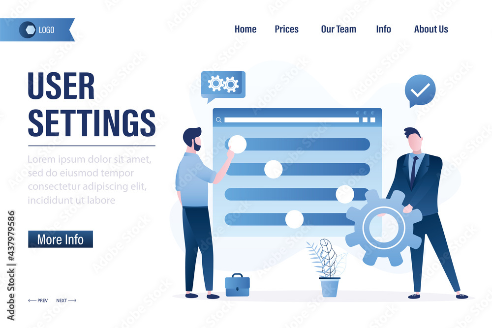 User settings, landing page template. Male users moves sliders and ...