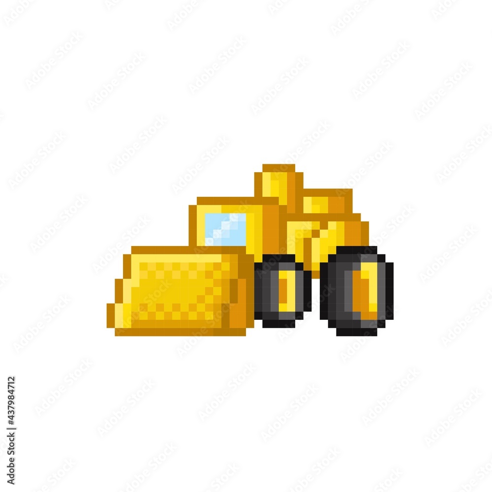 Loader pixel art. Construction vehicle. Icon Vehicles. Vector ...