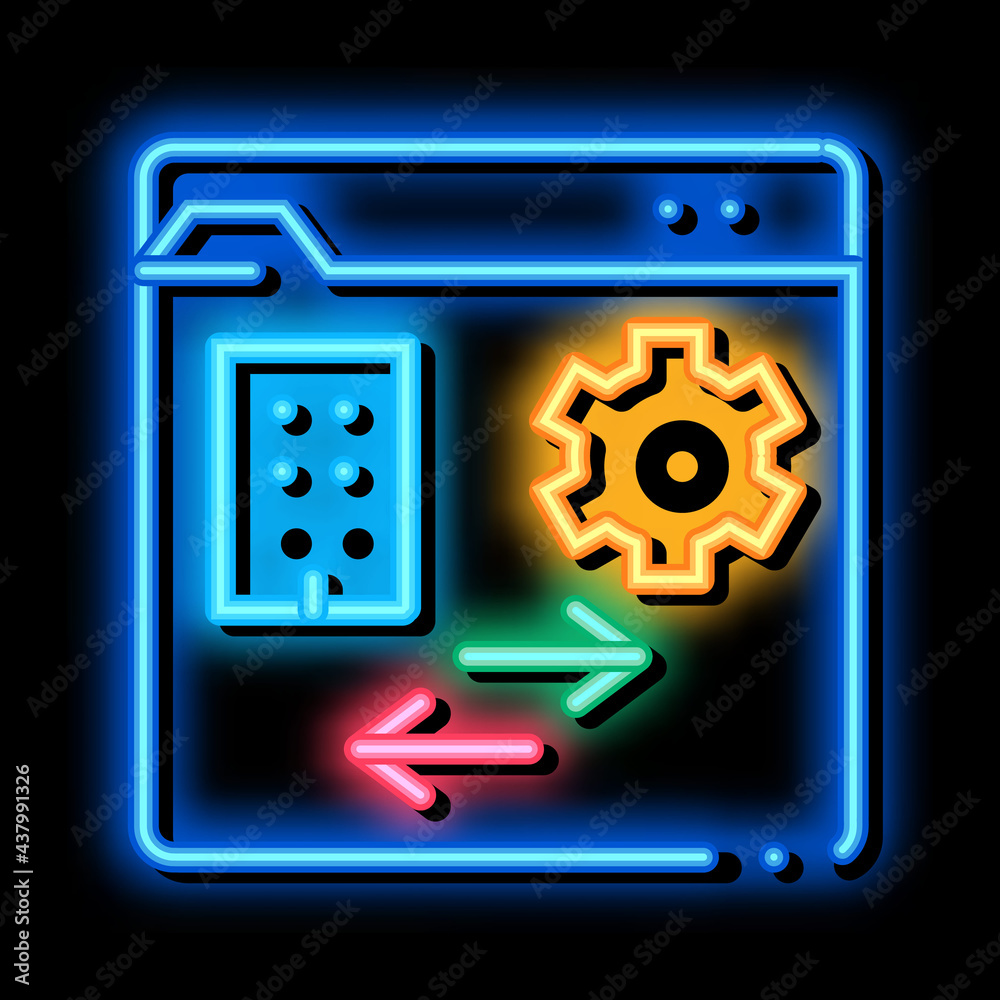 technical home folder neon light sign vector. Glowing bright icon ...
