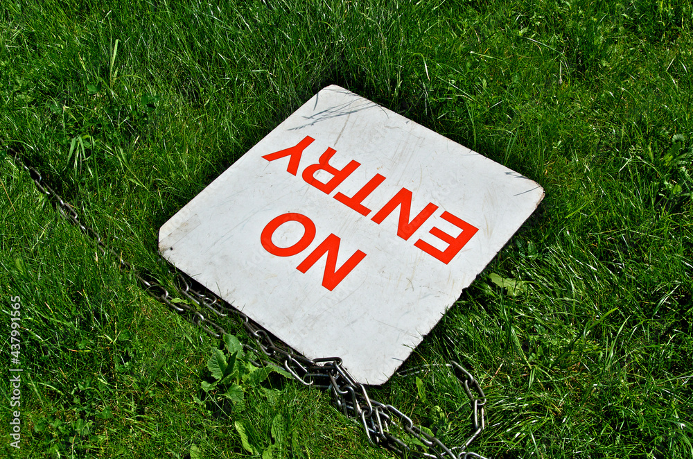 No entry sign on ground. Stock Photo | Adobe Stock