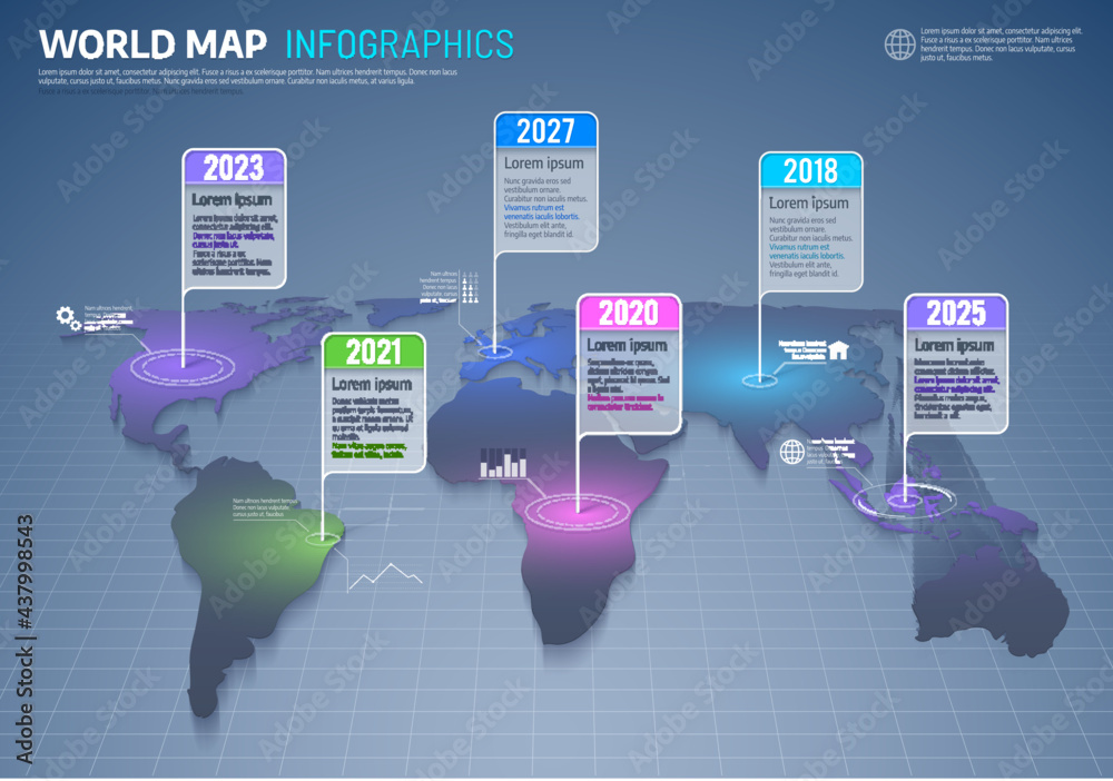 World map infographics, international business and global data vector ...