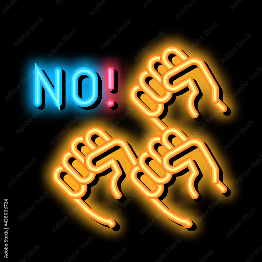 mutual protest of people neon light sign vector. Glowing bright icon ...