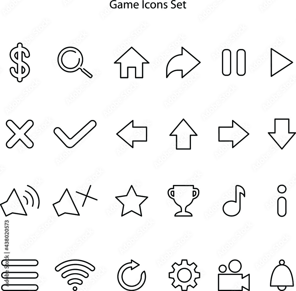 game icons set isolated on white background. game icon thin line ...