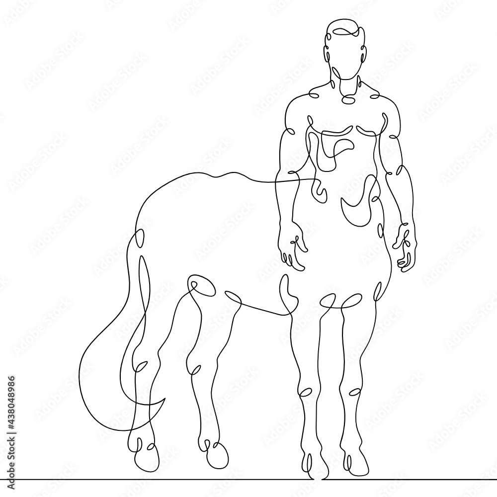 Mythical centaur.One continuous line.One continuous drawing line logo ...