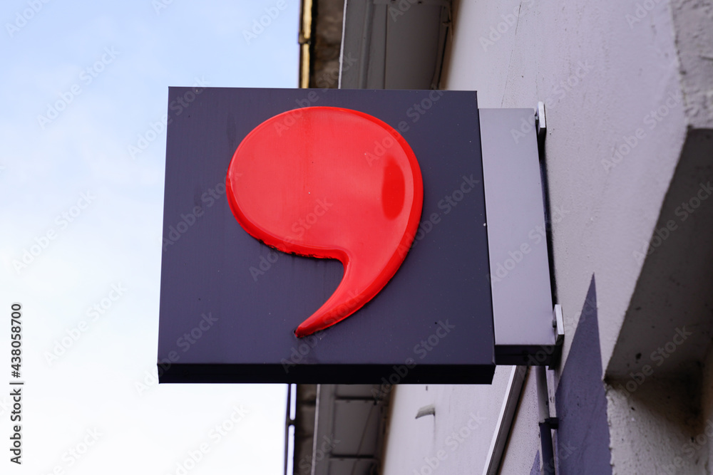 Monop sign brand logo of store chain of town shop in city center ...