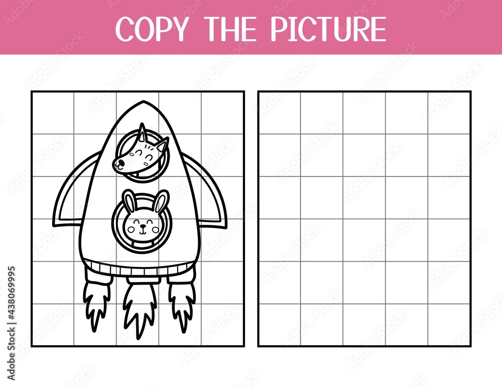 Copy the picture activity page for kids. Draw and color a cute fox and ...