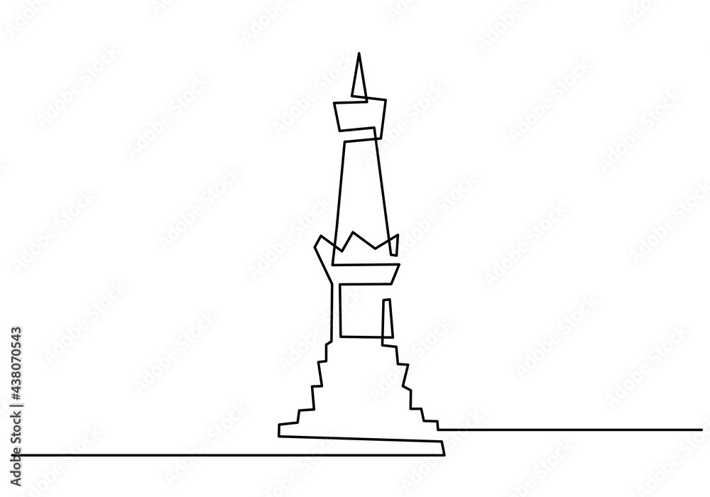 Continuous line of traditional tower. One single line of classic tower ...