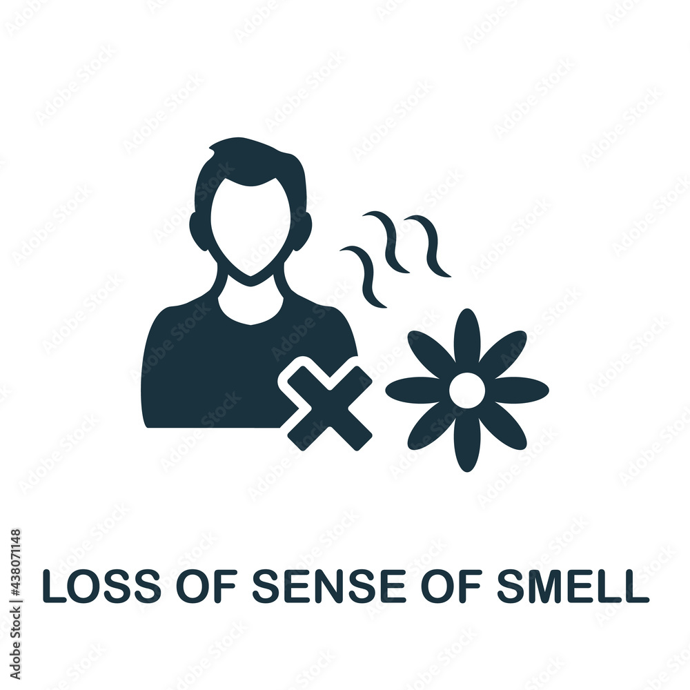 Loss Of Sense Of Smell icon. Monochrome simple element from coronavirus ...
