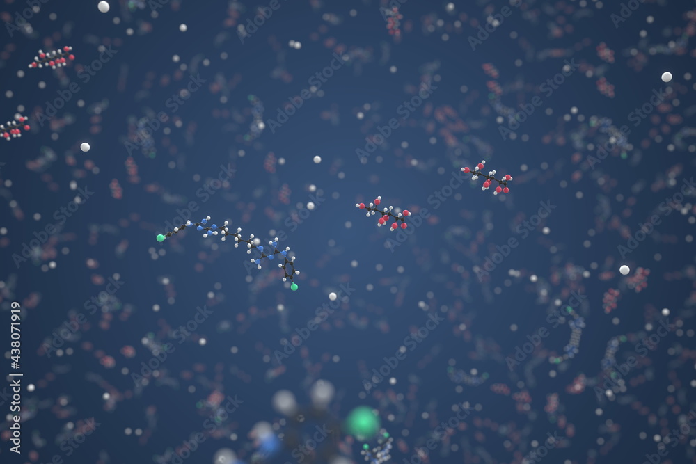 Chlorhexidine gluconate molecule made with balls, scientific molecular ...
