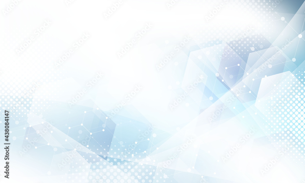 Abstract white blue background poster with dynamic. technology network ...
