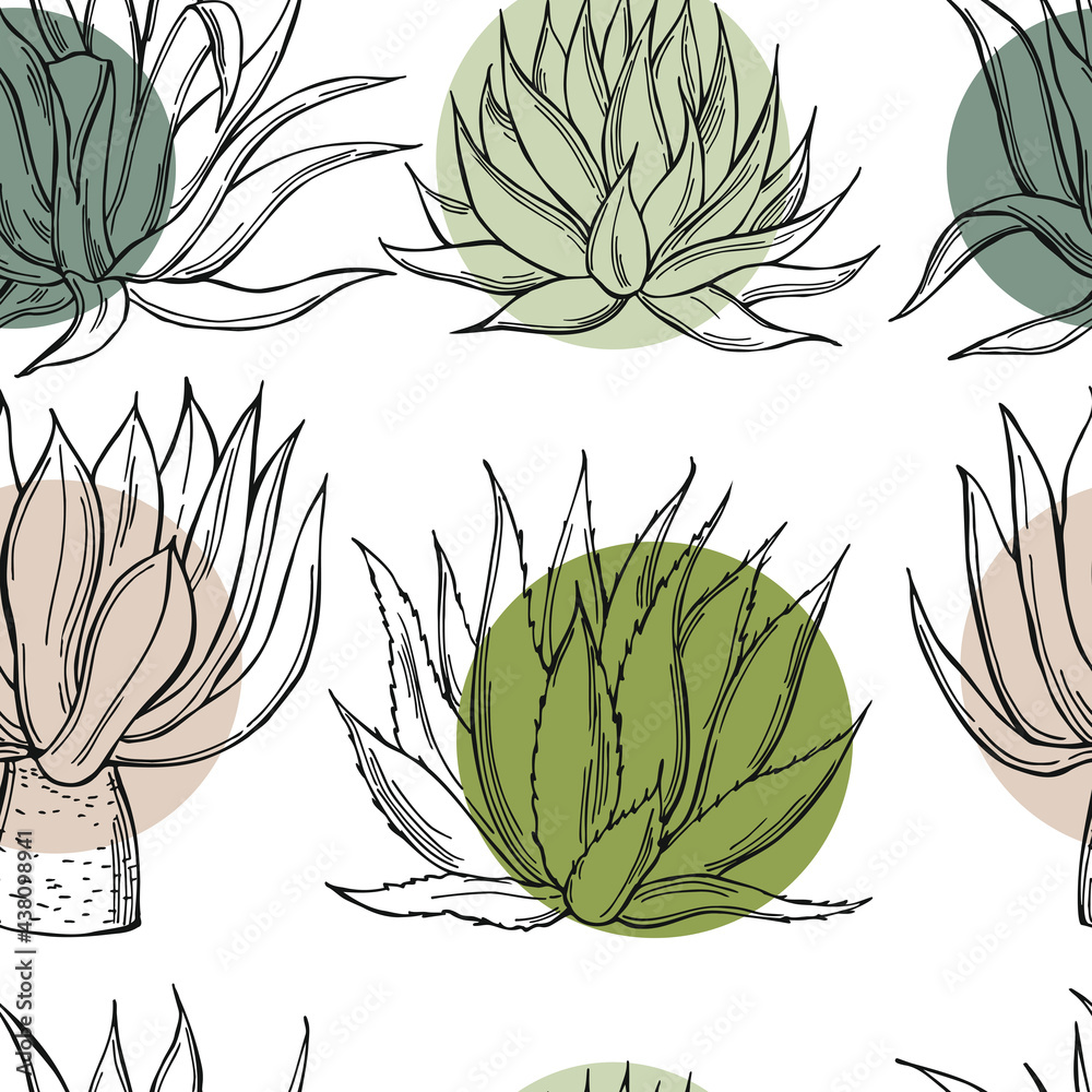 Agave. Vector pattern. Stock Vector | Adobe Stock