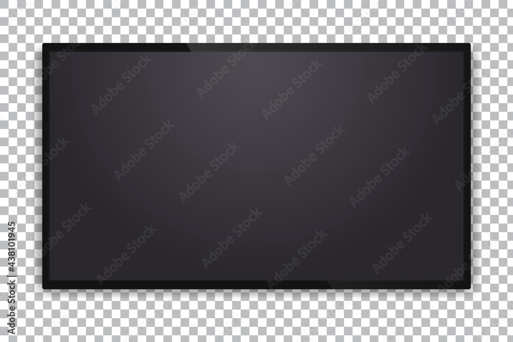 Realistic tv screen. Blank tv template. Vector illustration. Stock ...