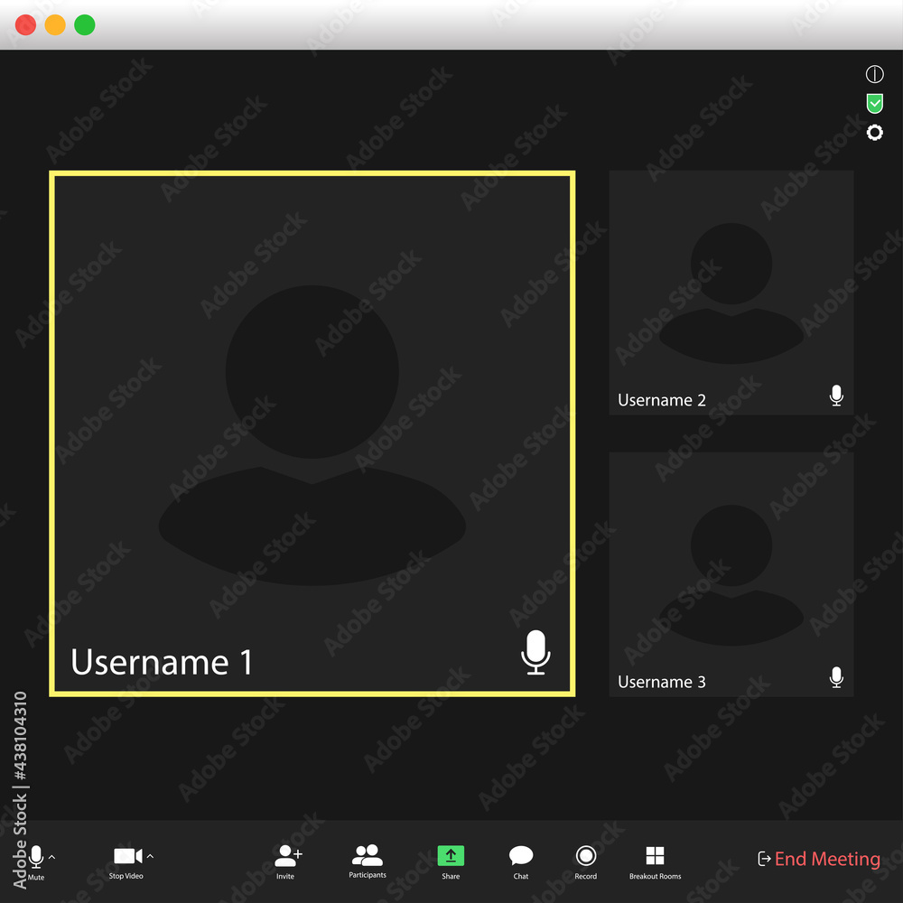 Video conferencing user interface. Video call screen interface template. Application for social ...