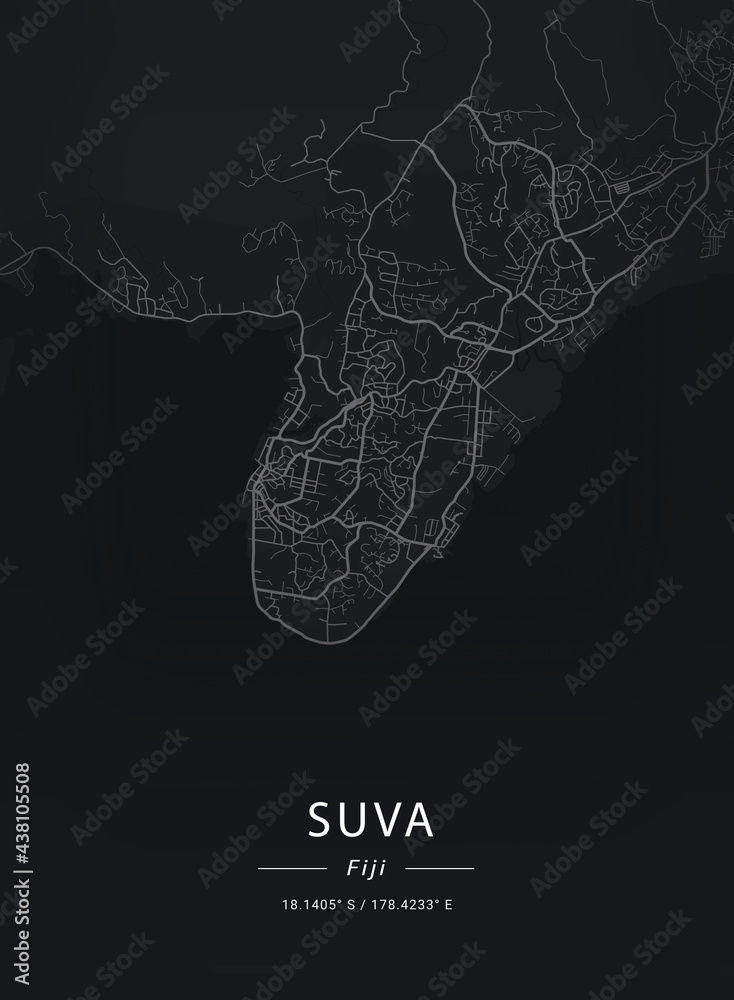 Map of Suva, Fiji Stock Illustration | Adobe Stock