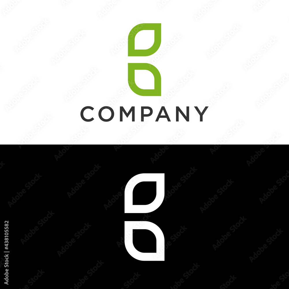 B letter logo with leaf. Line style icon. Creative modern Nature logo ...