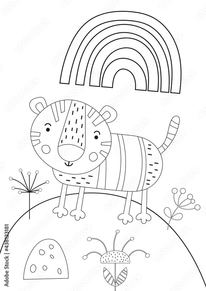 Coloring pages of rainforest animals worksheets for kindergarten. Tiger ...