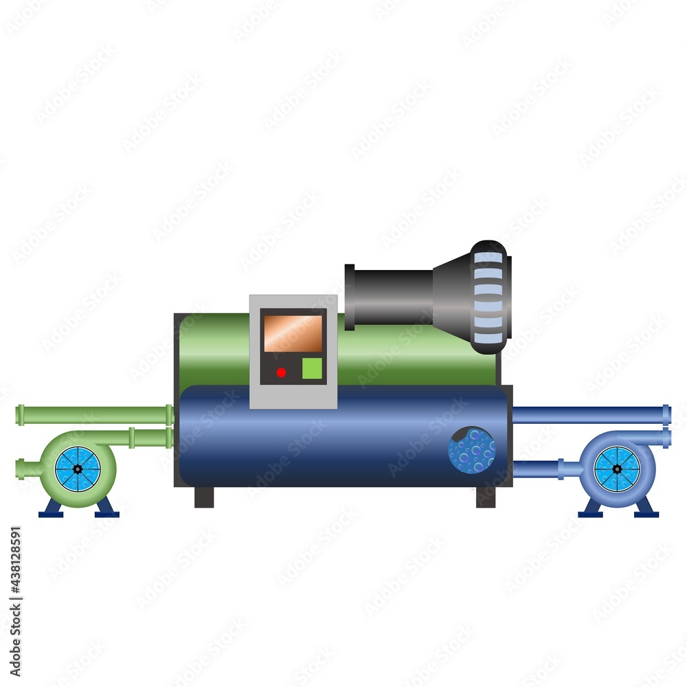 Simple graphic : building centrifugal chiller system is in operation ...