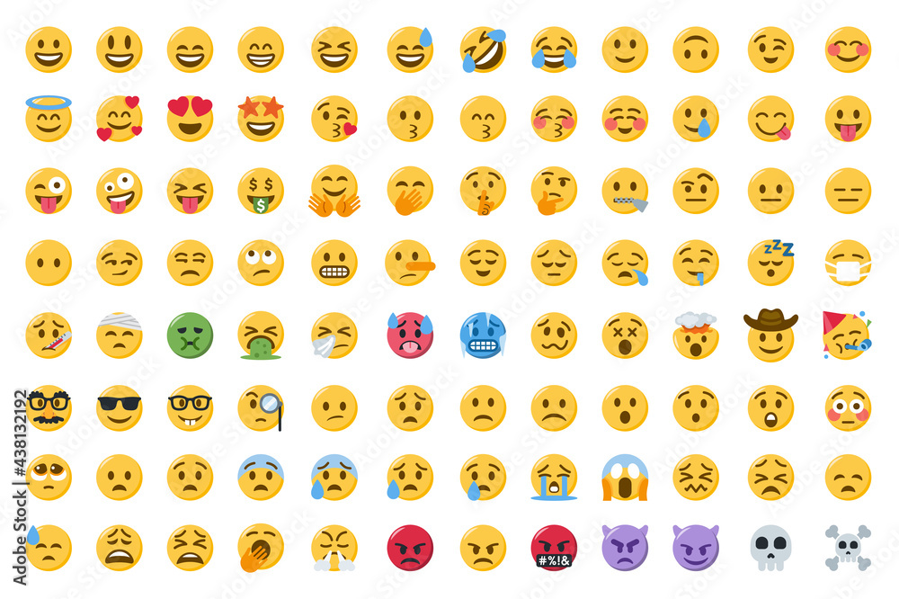 Set Of Popular Emoji Face For Social Network Twitter Emojis In