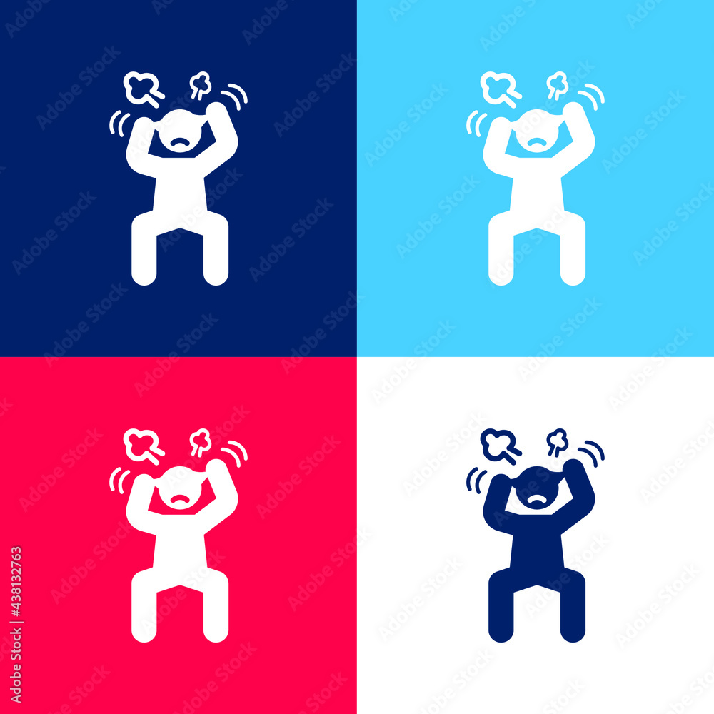 Angry Man blue and red four color minimal icon set Stock Vector | Adobe ...