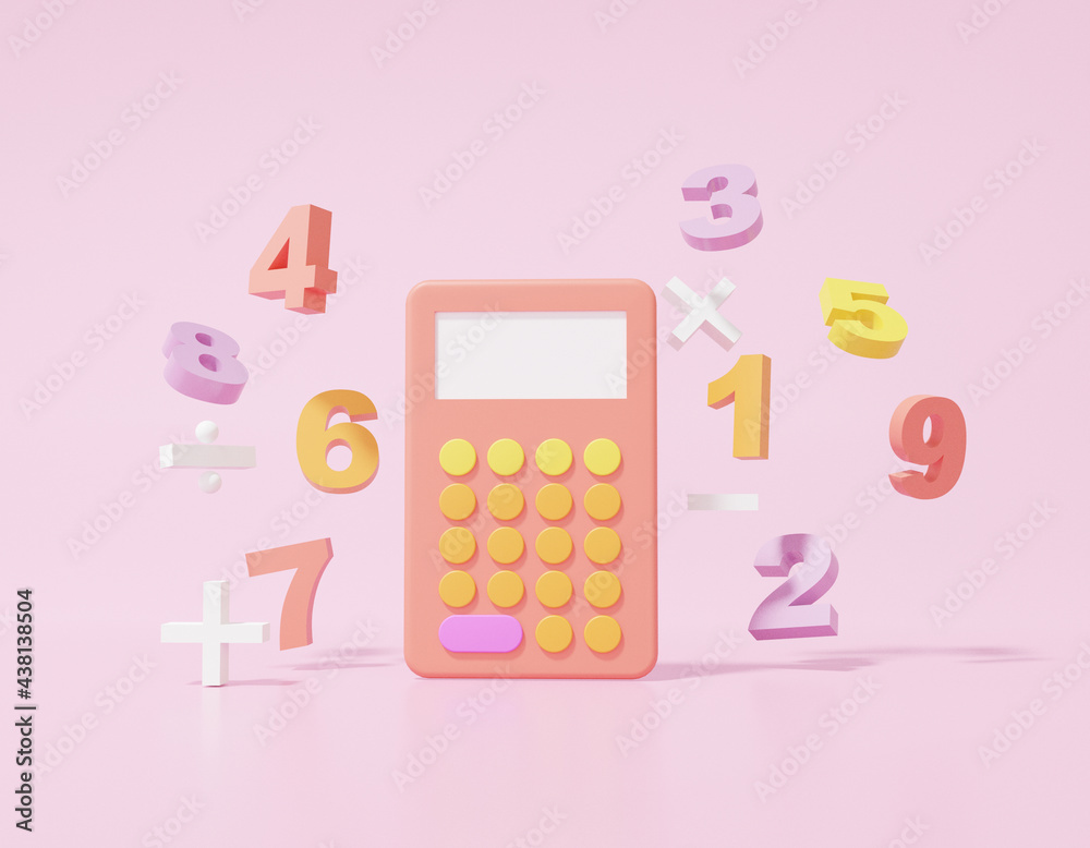 Calcucator and basic math operation symbols math, plus, minus ...