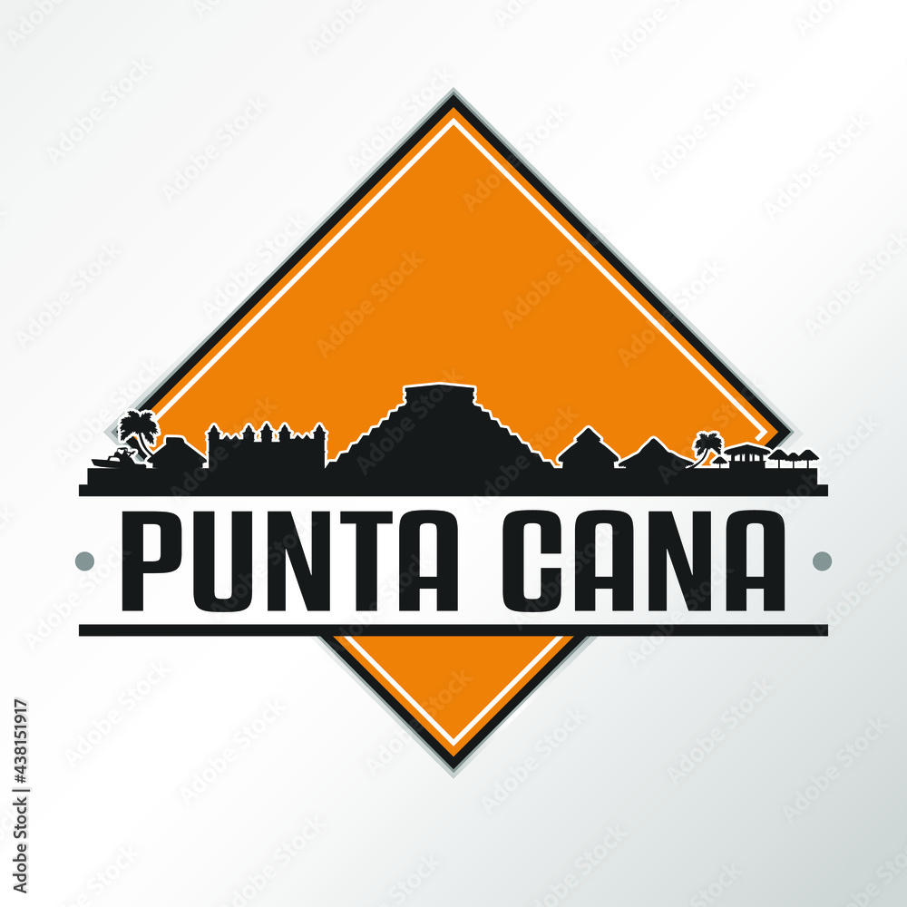 Punta Cana Dominican Republic Skyline Logo. Adventure Landscape Design ...