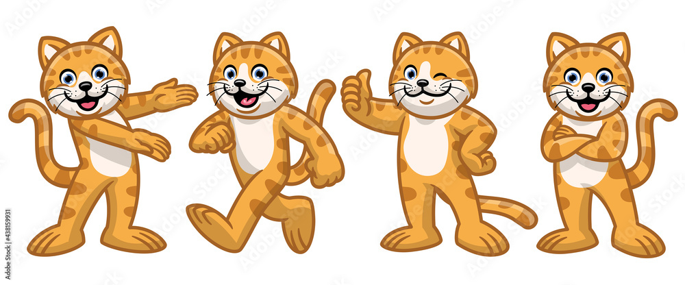 set of cartoon cat character Stock Vector | Adobe Stock