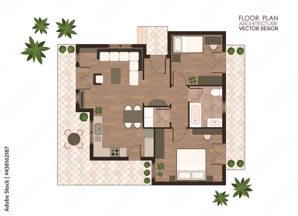House plan from above, architectural floor plan of house vector Stock ...