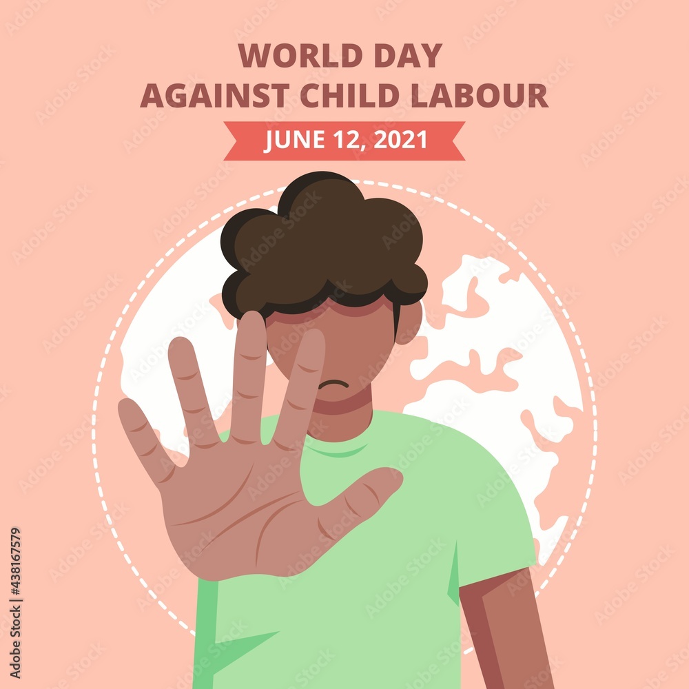 World day against child labour background with a child working in a ...