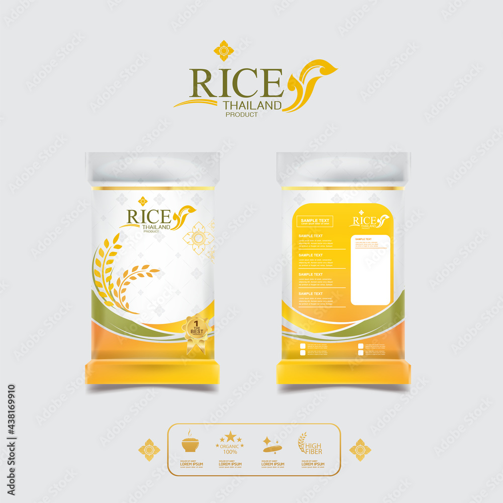 Rice Thailand food Logo Product and Background Thai Arts. Stock Vector ...
