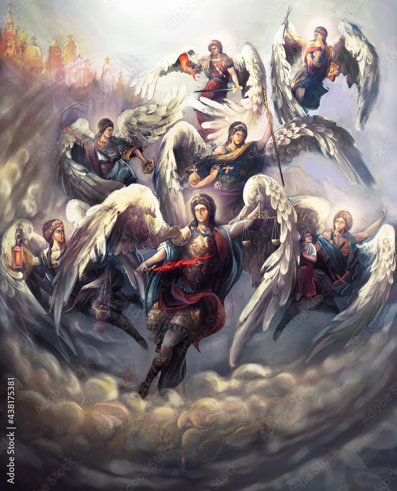 the seven Archangels of God Stock Illustration | Adobe Stock