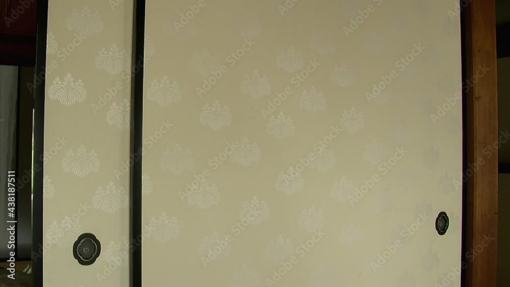 Fusuma wall with printed pattern in a Japanese house. Stock ビデオ | Adobe ...