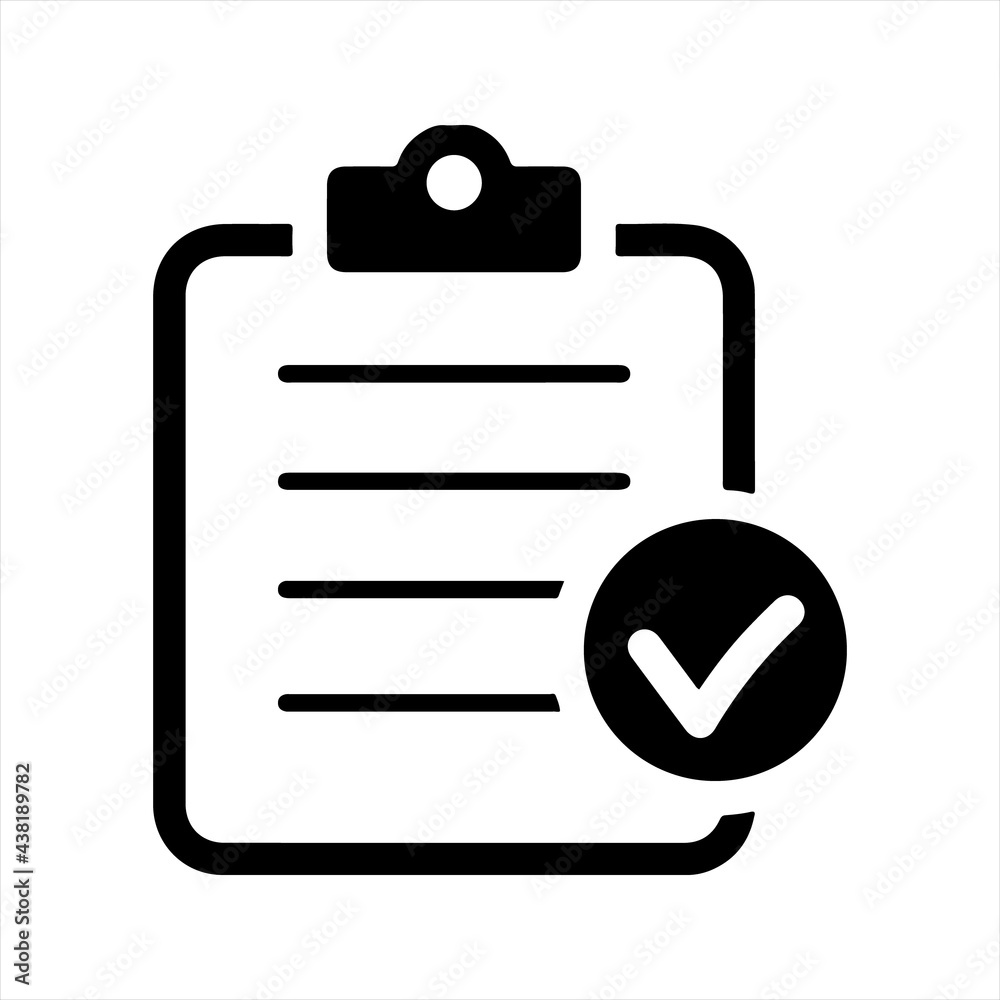 Completed checklist icon, black. Vector and glyph Stock Vector | Adobe ...