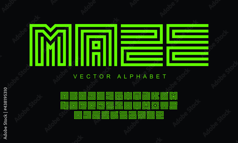 Maze vector font. modern typeface for display font. creative alphabet ...