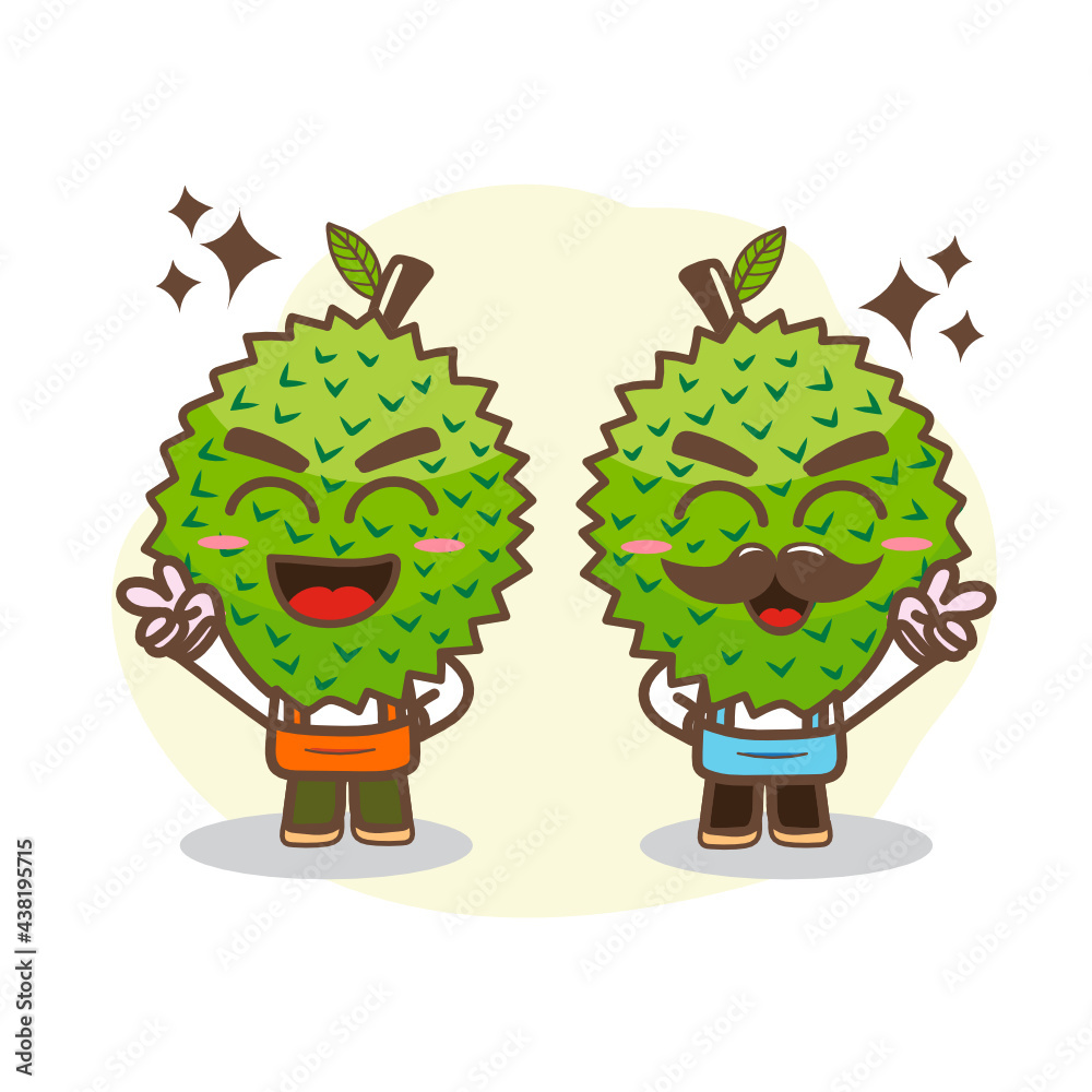Cute durian cartoon character isolated on white background Stock Vector ...