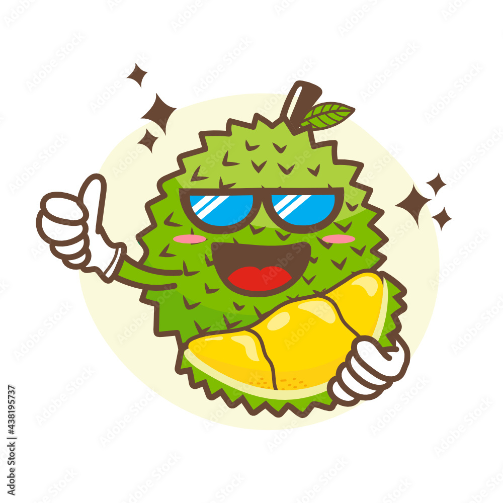 Cute durian cartoon character isolated on white background Stock Vector ...