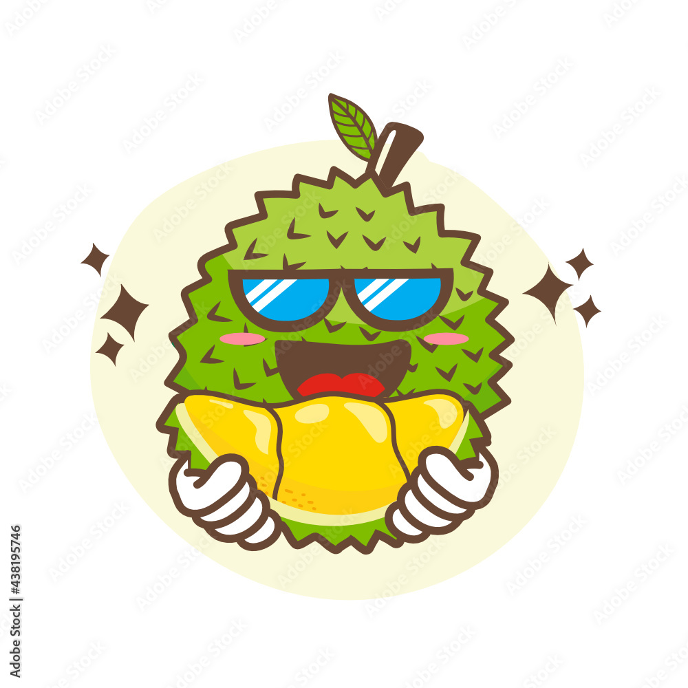 Cute durian cartoon character isolated on white background Stock Vector ...