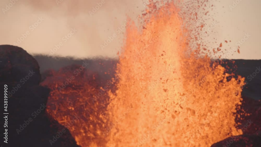 Heat waves from volcano eruption crater close up Stock Video | Adobe Stock